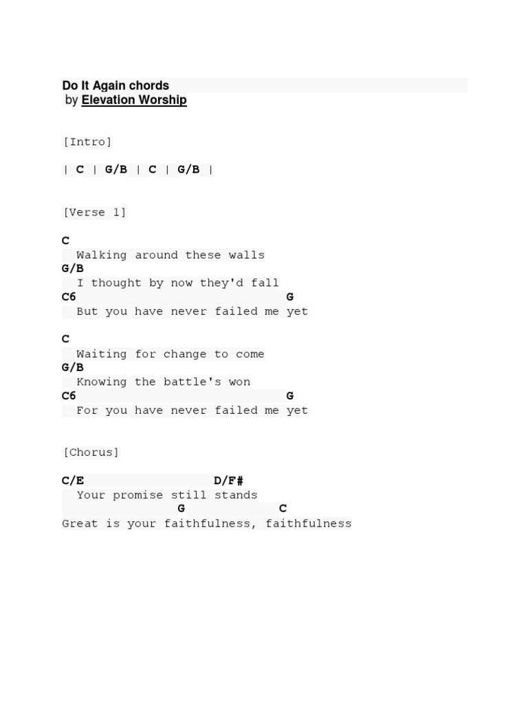 Do It Again Chords Elevation Worship | PDF | Song Structure