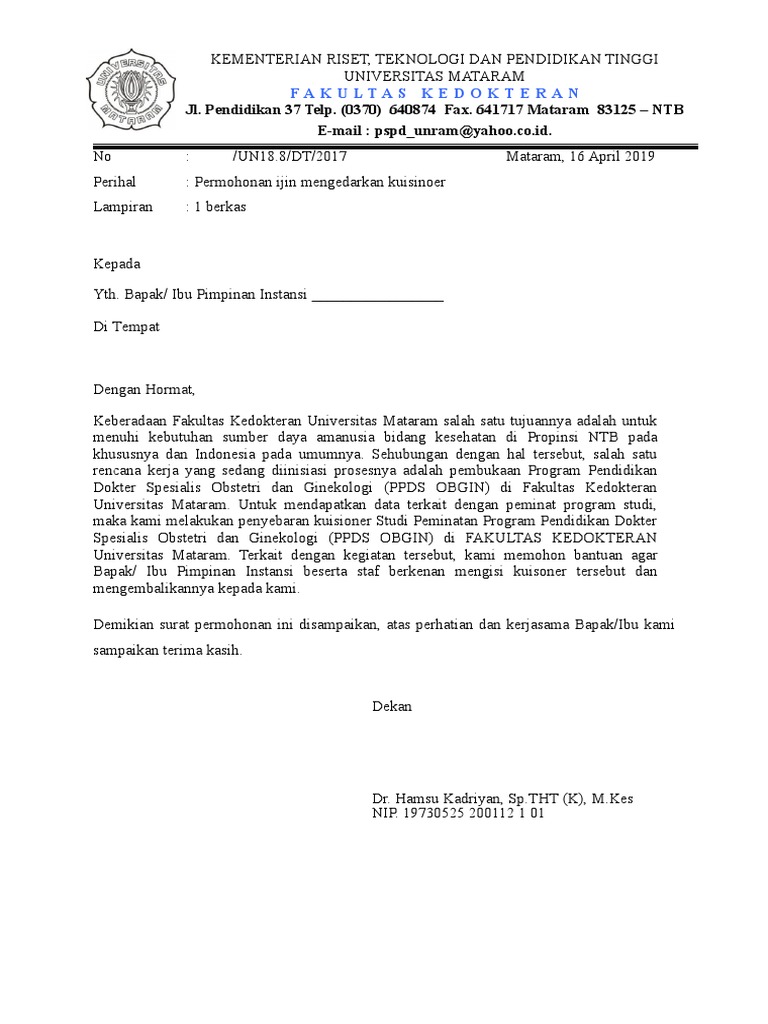 563 - Kuesioner PPDS Obgin FK Unram | PDF