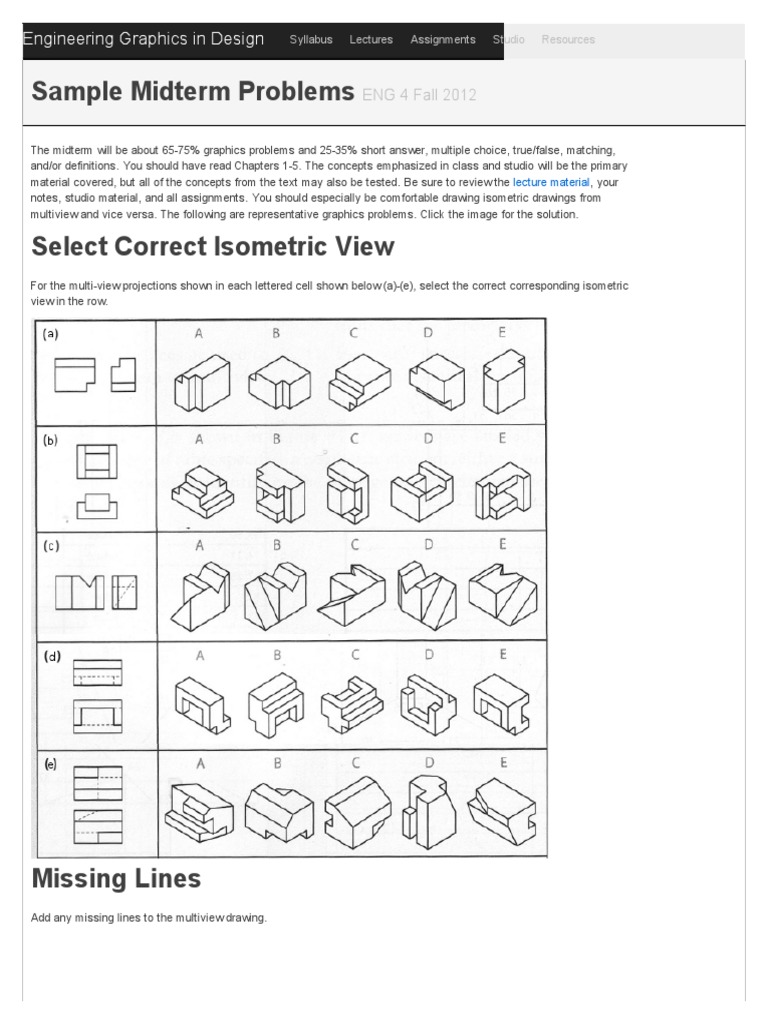 Sample Midterm Problems - Engineering Graphics in Design | PDF