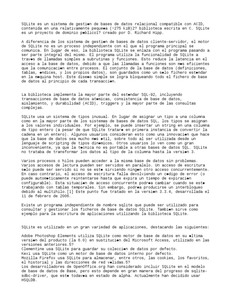 Curso de Sqlite | PDF | Software de gestión de datos | Áreas de informática