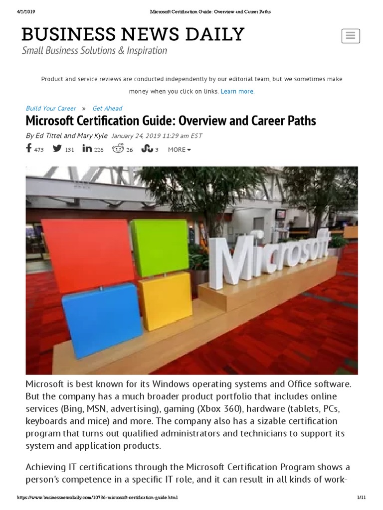 Microsoft Certification Guide - Overview and Career Paths PDF | PDF | Microsoft Certified ...