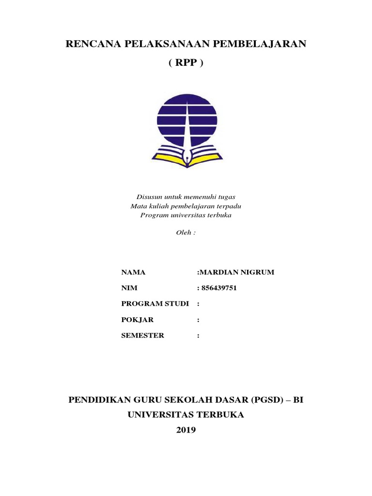 Contoh Cover Tugas Universitas Terbuka | PDF | Sains & Matematika
