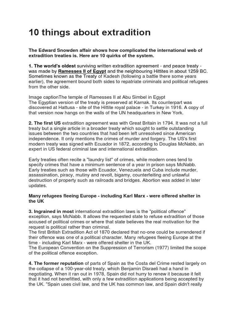 10 Things About Extradition | PDF | Extradition | International Relations