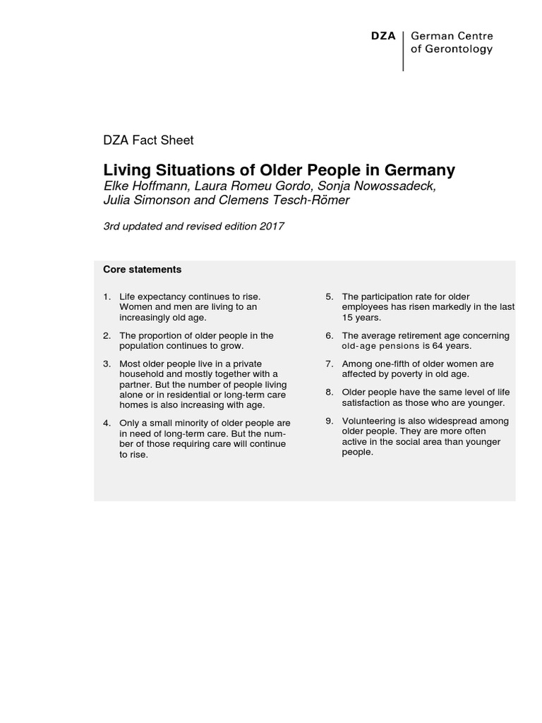 Fact Sheet Lebenssituation Älterer DZA 05-2017 en | PDF | Pension | Ageing