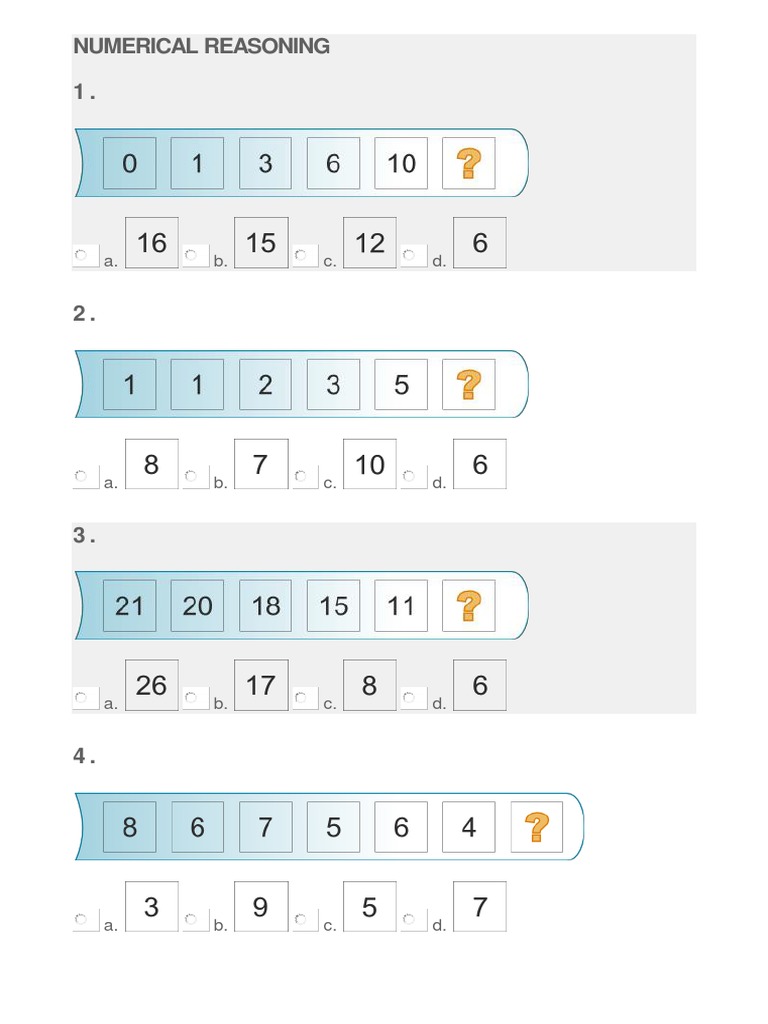 Numerical Reasoning 1 .: A. B. C. D | PDF | Teaching Methods ...