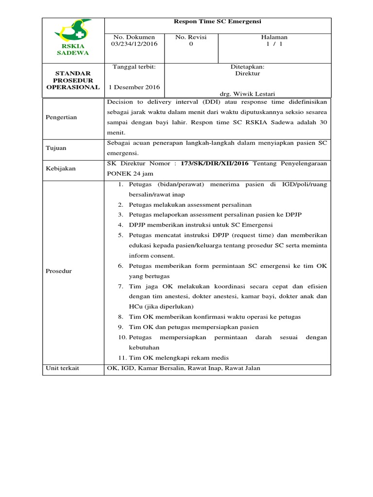 SPO Respon Time SC Emergensi | PDF