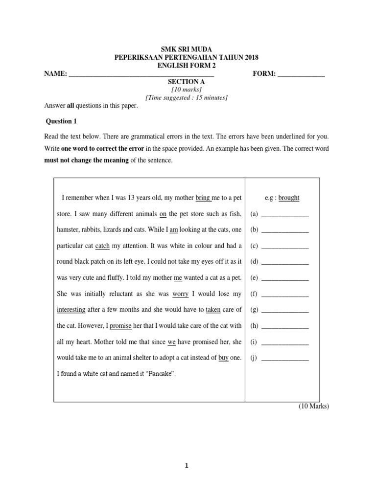 FORM 1 FINAL TEST-sarah | PDF | Communication