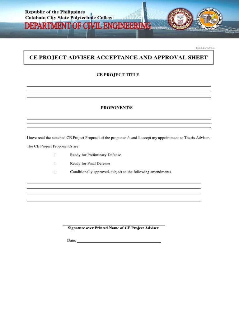 CE Project Adviser and Approval Form 017a | PDF