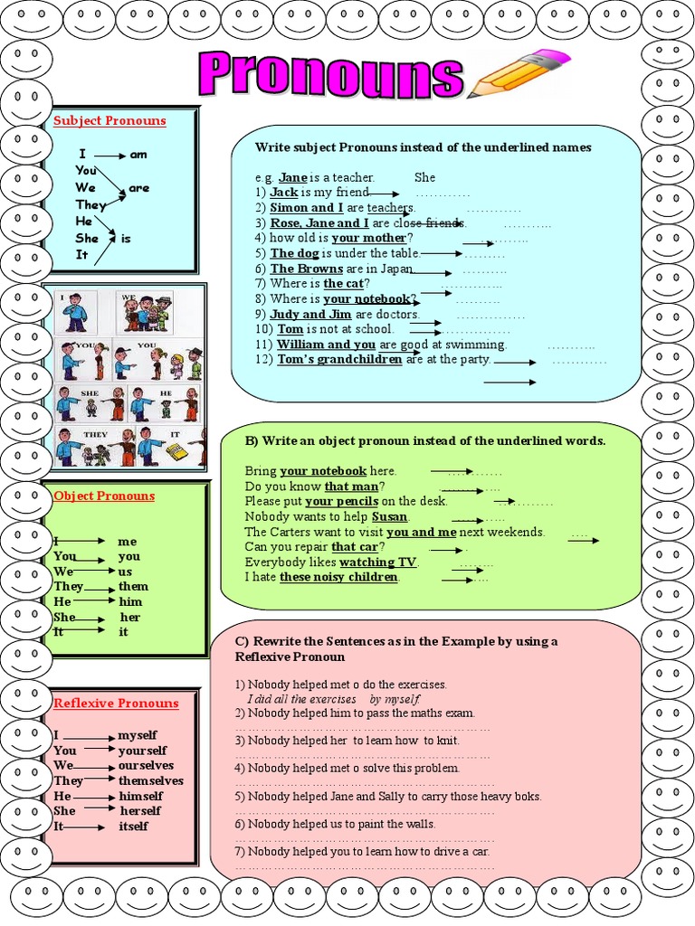 Pronouns Subjectobjectreflexive Fun Activities Games 12384 | PDF ...