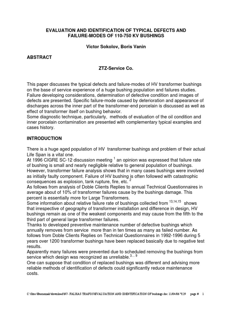 Evaluation and Identification of Typical Defects and Failure-Modes of ...