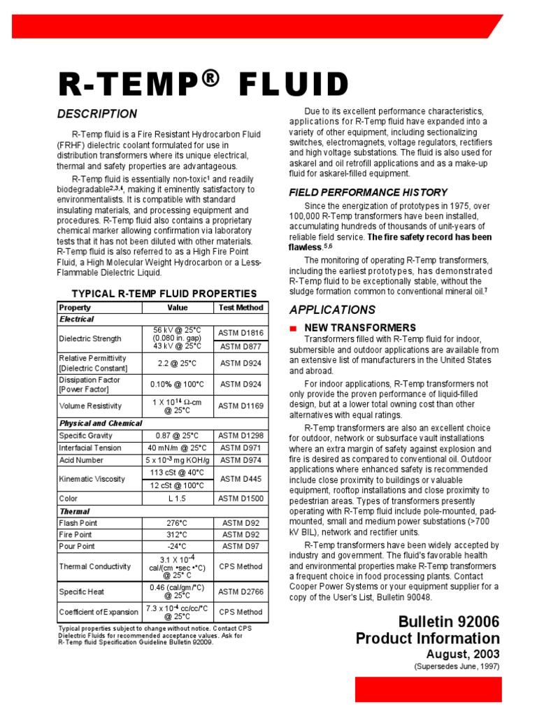 R-TEMP Fluid-02 PDF | PDF | Polychlorinated Biphenyl | Transformer