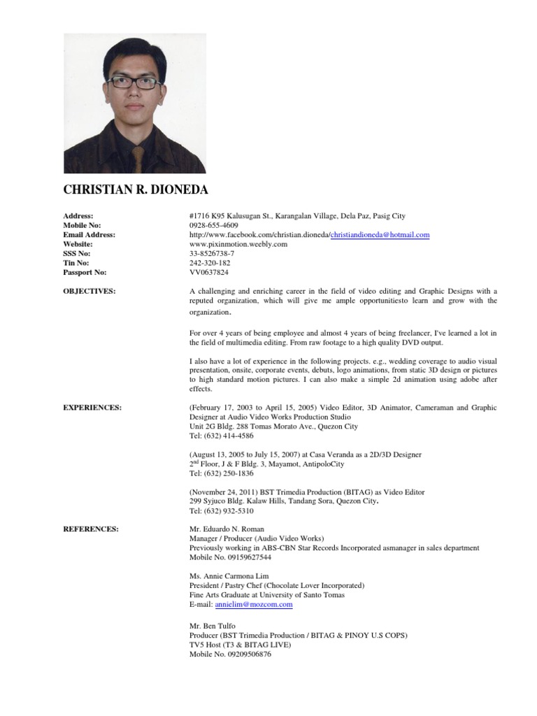 Christian Dioneda Resume Updated 2015 | PDF | 3 D Computer Graphics | Computing