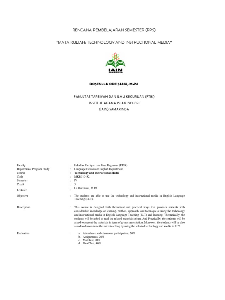 RPS Technology For Instructional Media | PDF | Multimedia | Lecture