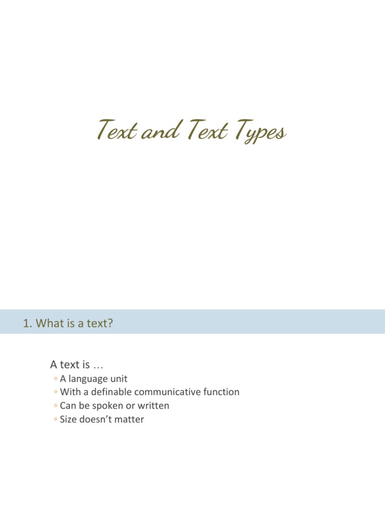Text and Text Types Presentation | PDF | Cloud | Speech