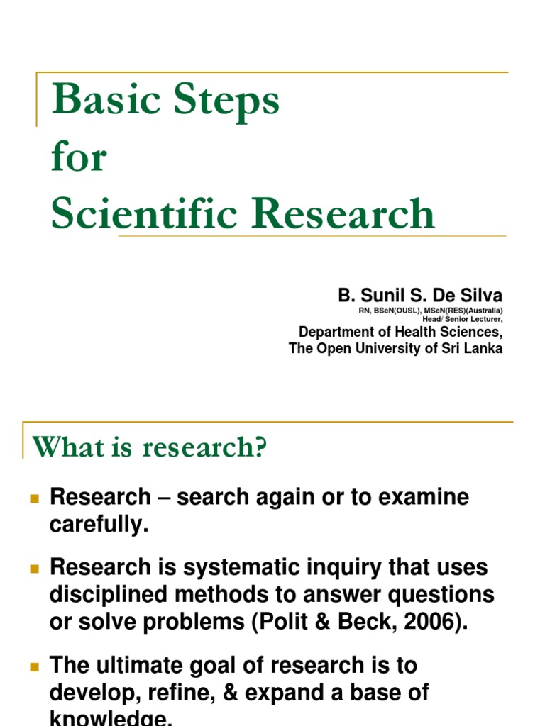 Basic Steps For Scientific Research | PDF | Sampling (Statistics ...