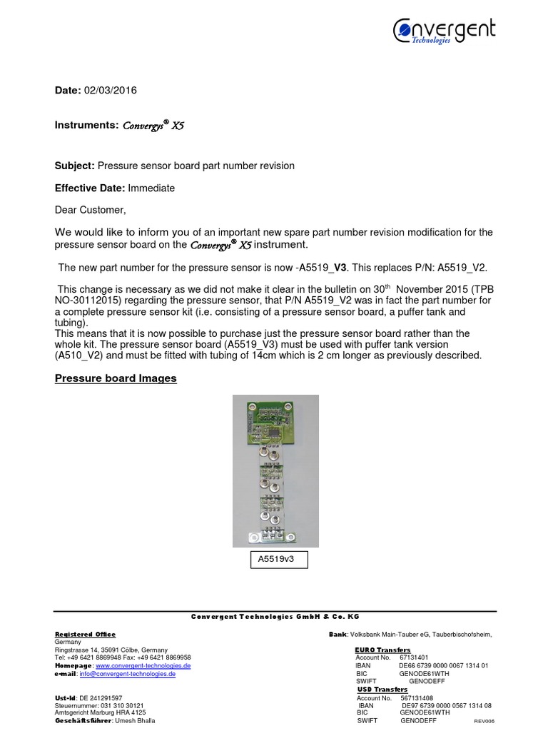 Convergys X5 - Pressure Sensor Board PDF | PDF | Service Industries | Banking