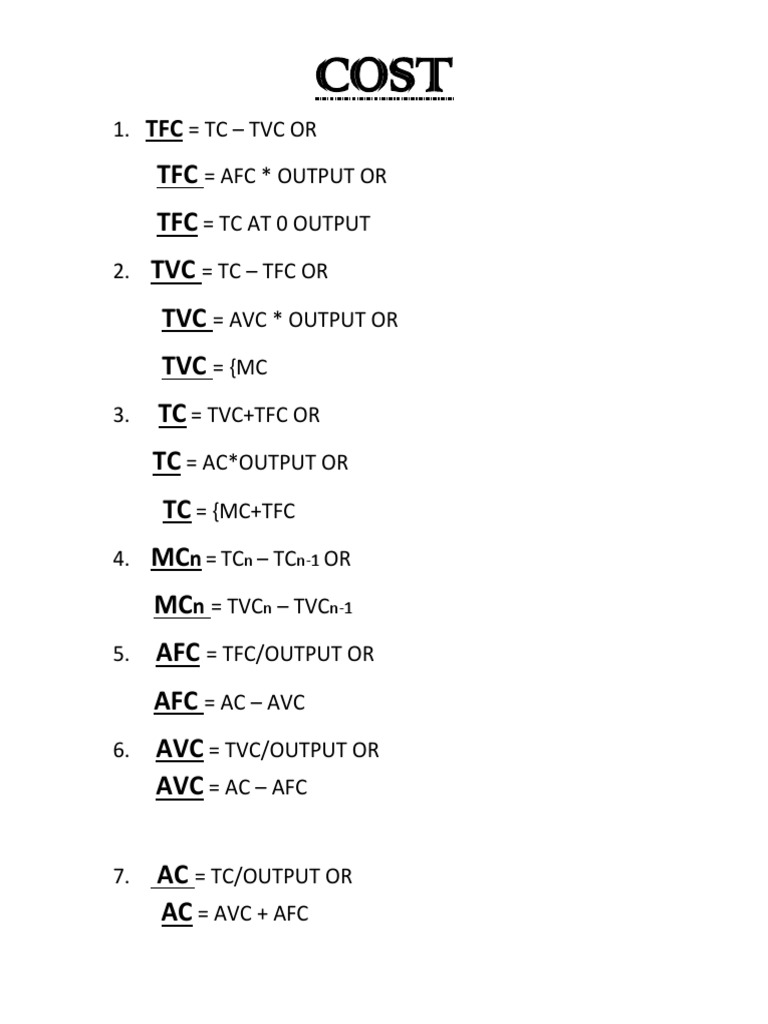 Cost Formula | PDF