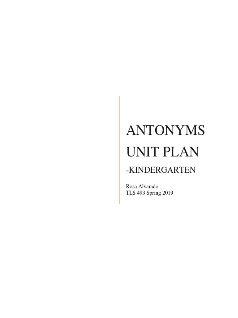 Antonyms Unit Plan | PDF | English Language | Grammatical Number
