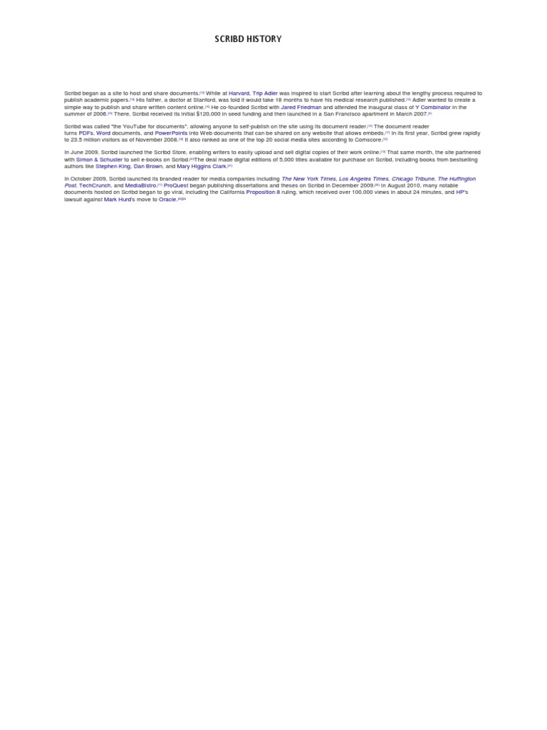 Scribd History: Harvard Trip Adler Jared Friedman Y Combinator | PDF