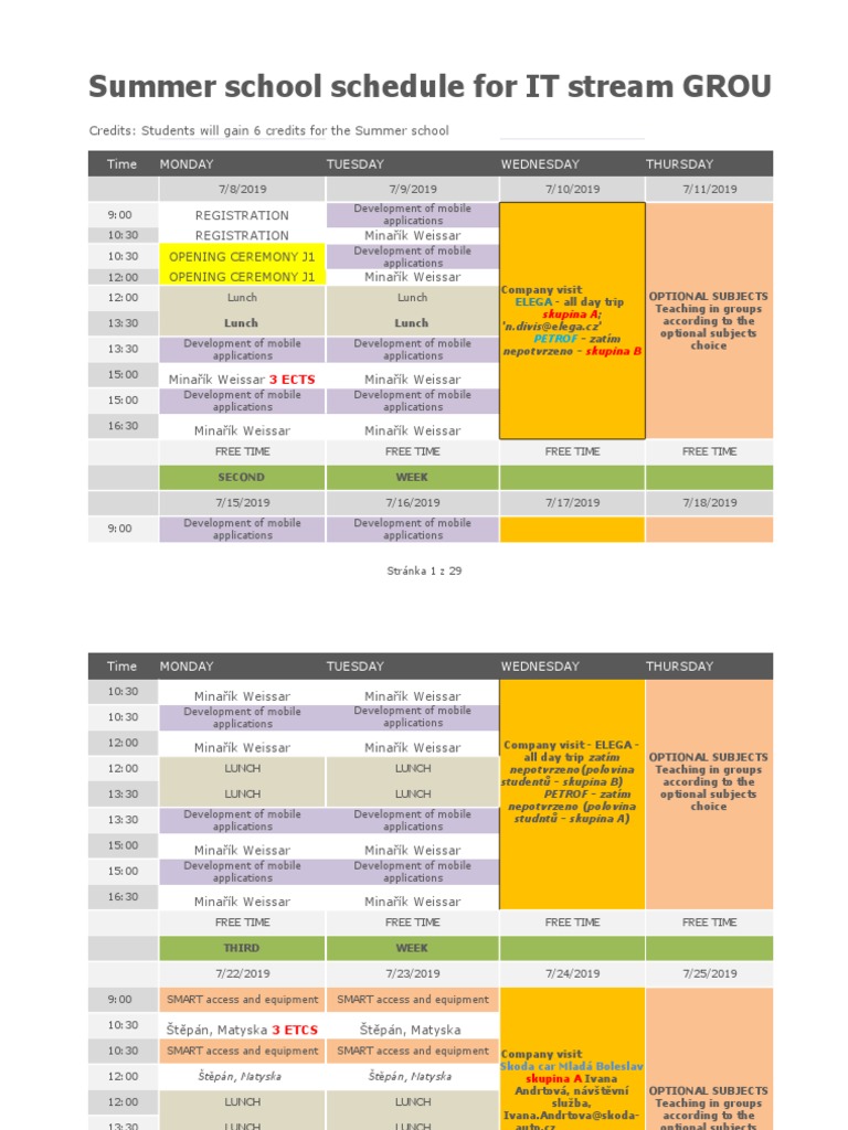 2019 Summer School Schedule | PDF | Computing | Business
