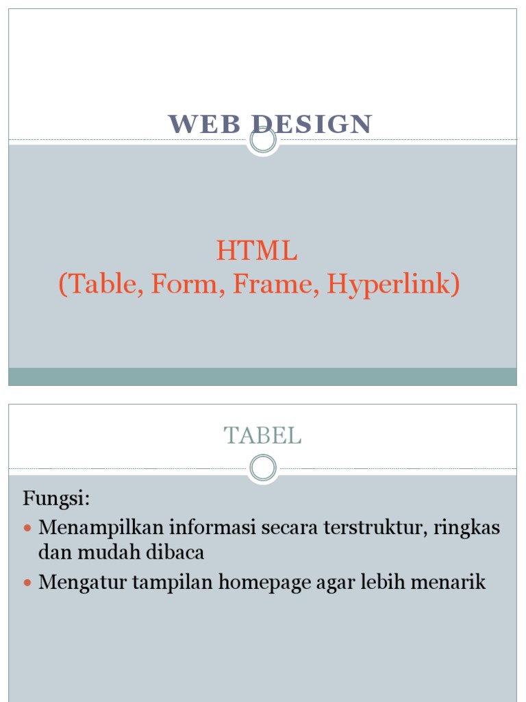 Web Design: HTML (Table, Form, Frame, Hyperlink) | Download Free PDF ...