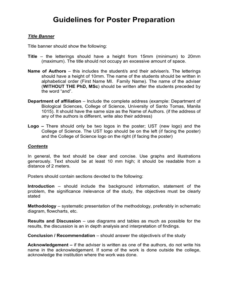 Guidelines For Poster Preparation: Title Banner | PDF | Graphic Design ...
