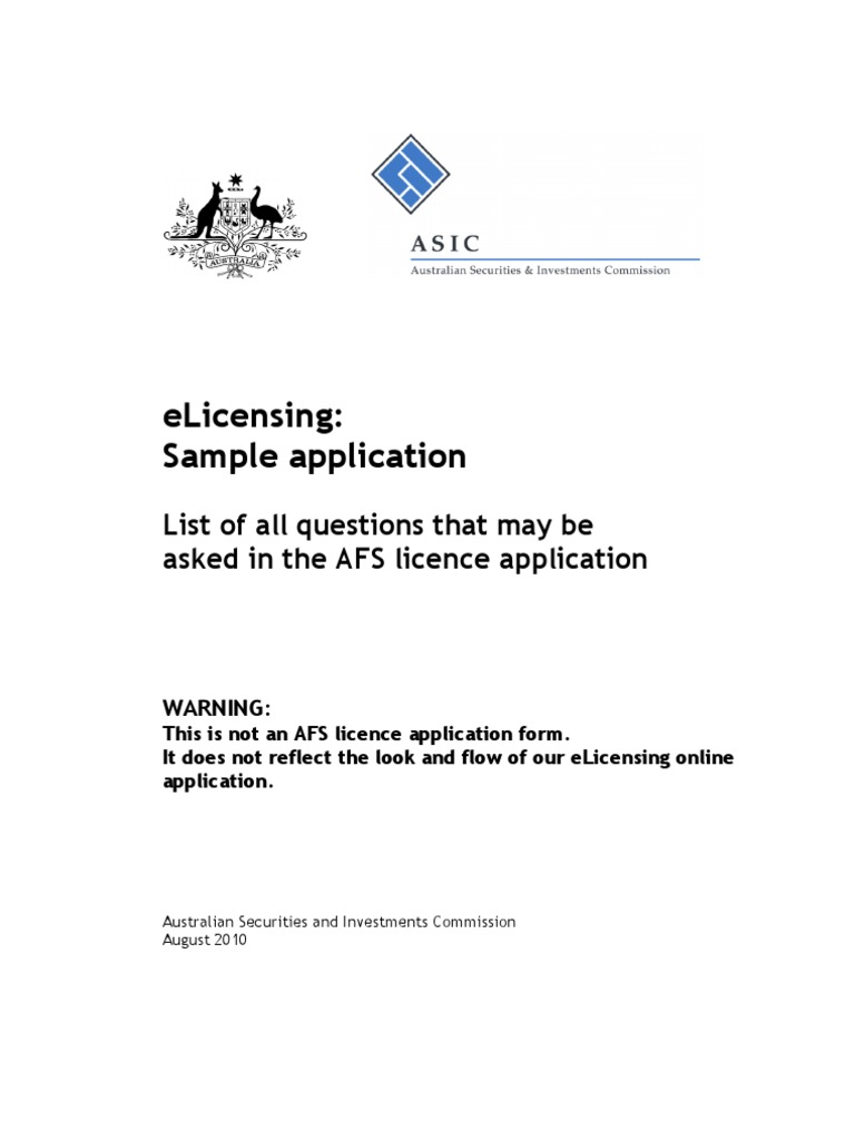 AFSL Sample Application Aug 2010 | PDF | Derivative (Finance) | Insurance