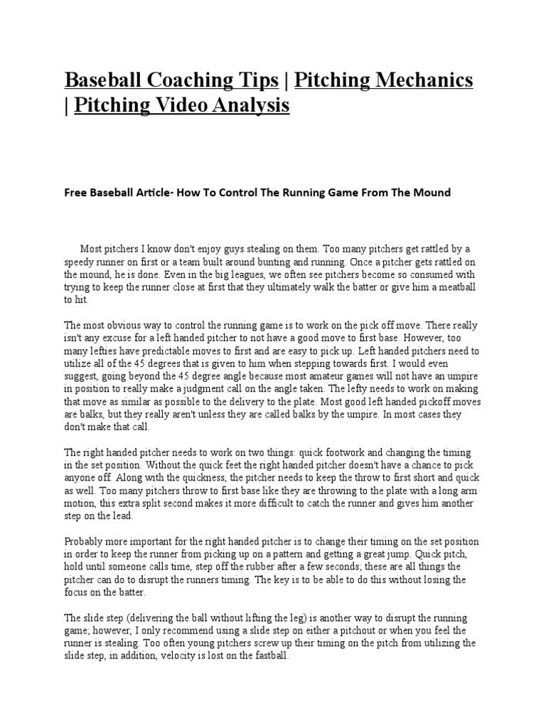 Baseball Coaching Tips - Pitching Mechanics - Pitching Video Analysis ...