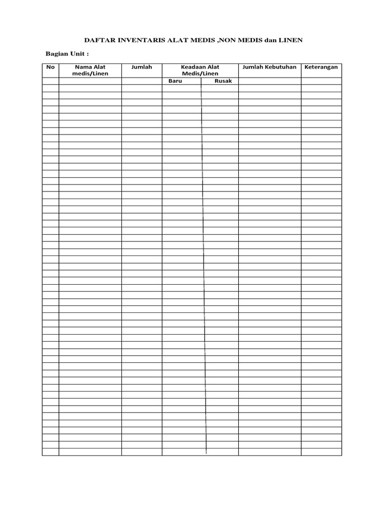 Form Inventaris Alat Di Ruangan | PDF