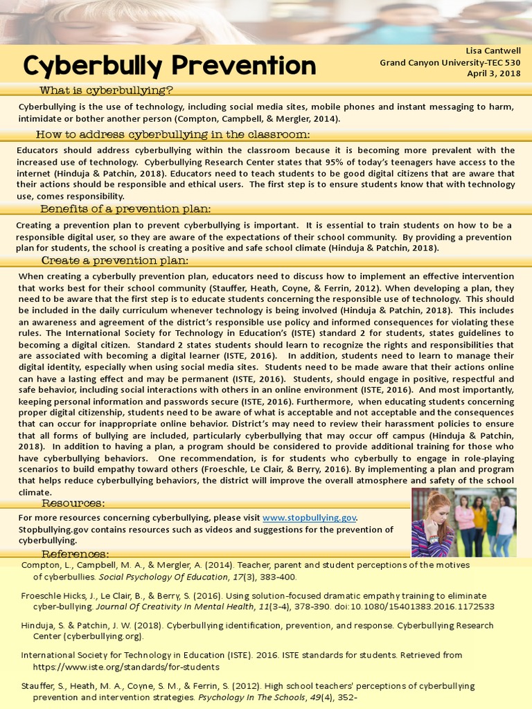 Cyberbully Prevention-Lisa Cantwell PDF | PDF | Cyberbullying | Psychology