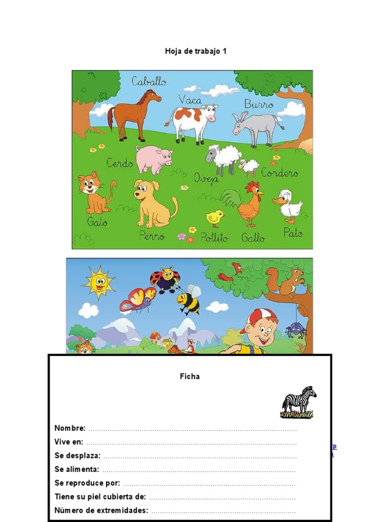 Láminas de Animales | PDF | Juegos y actividades | Hogar, jardinería y ...