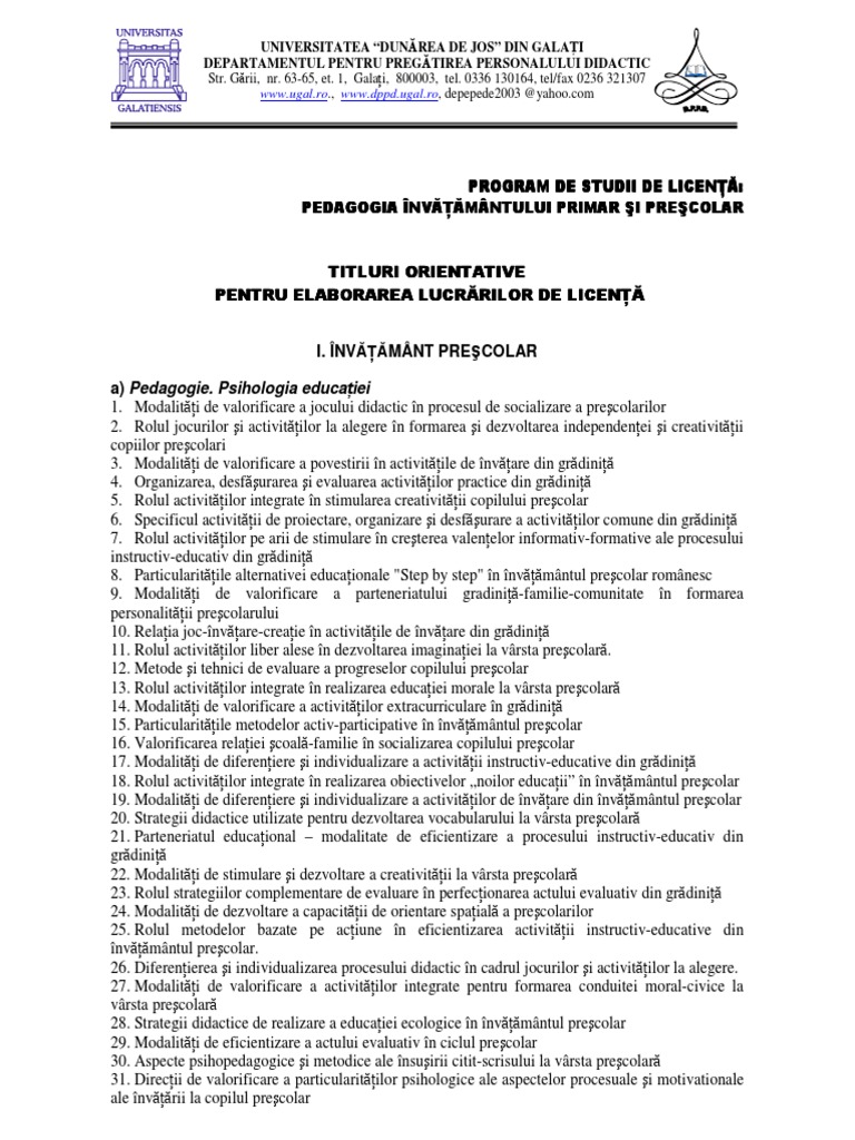 Titluri Pentru Licenta PDF | PDF