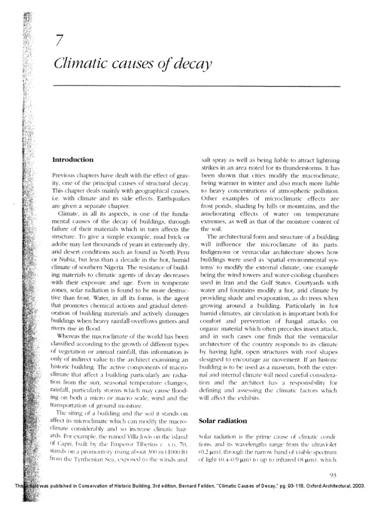 Bernard Feilden's Analysis of How Climate Causes Decay in Historic ...