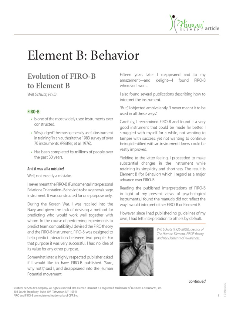 Evolution FIRO B To Element B | PDF | Data Analysis | Decision Making