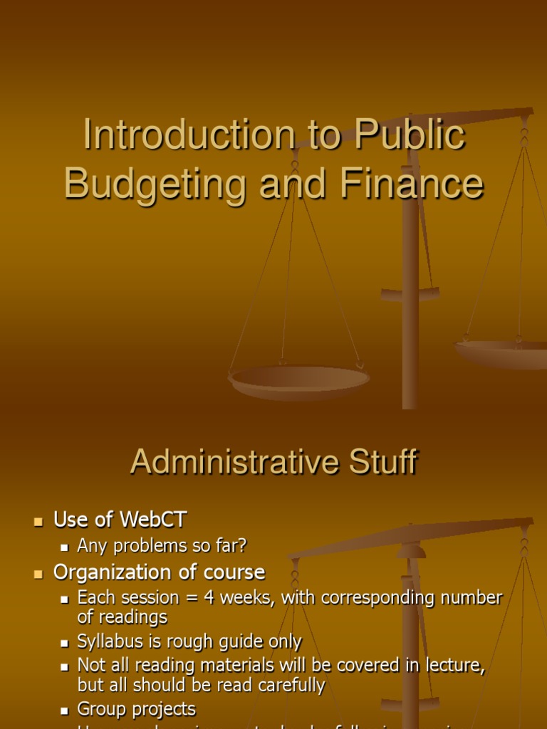 Public Budgeting and Finance Course Overview | PDF | Welfare Economics ...