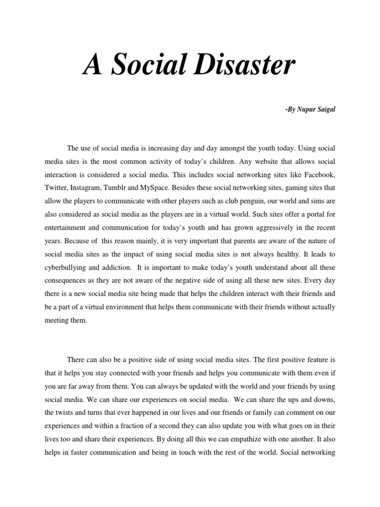 A Social Disaster: - by Nupur Saigal | PDF | Social Networking Service ...