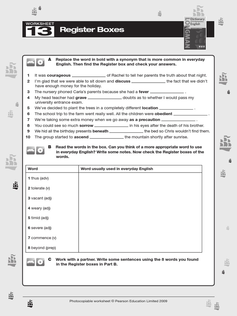Register Boxes: Worksheet | PDF | Cognition | Learning