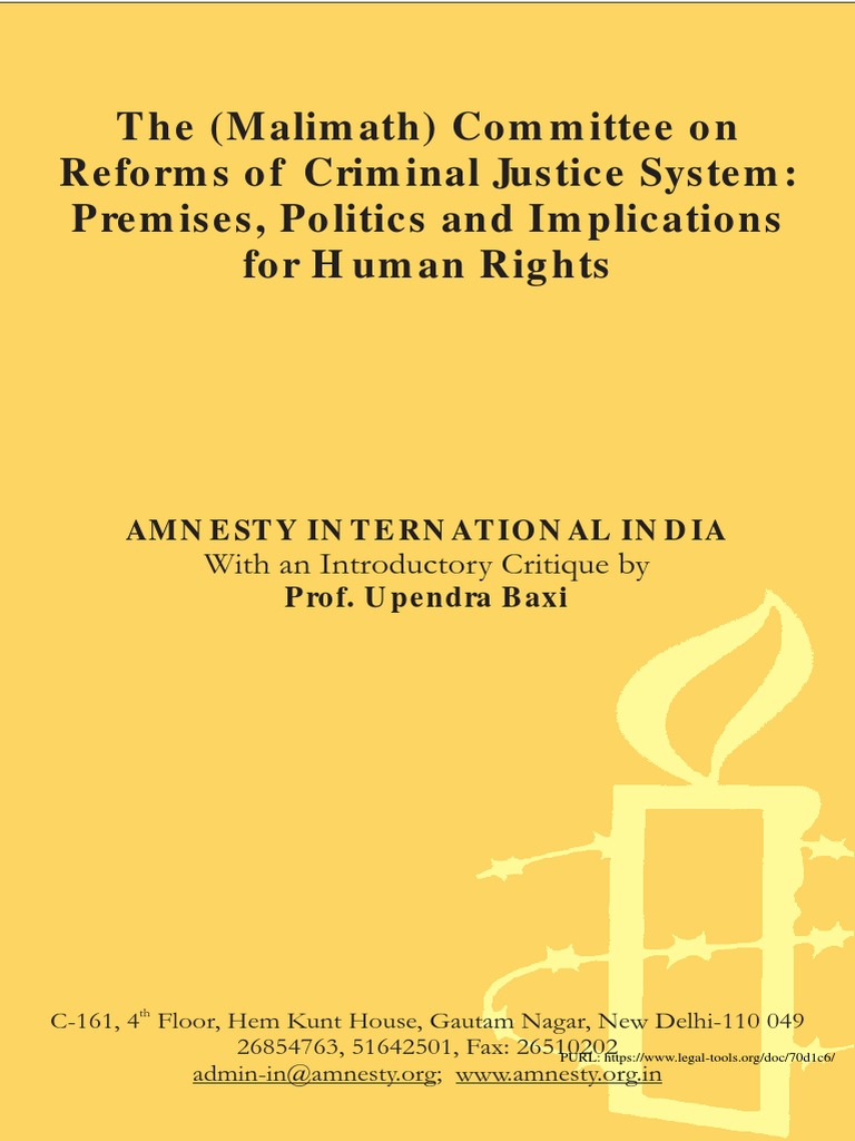 Ai Critique On Malimath Committee On Criminal Reforms Pdf