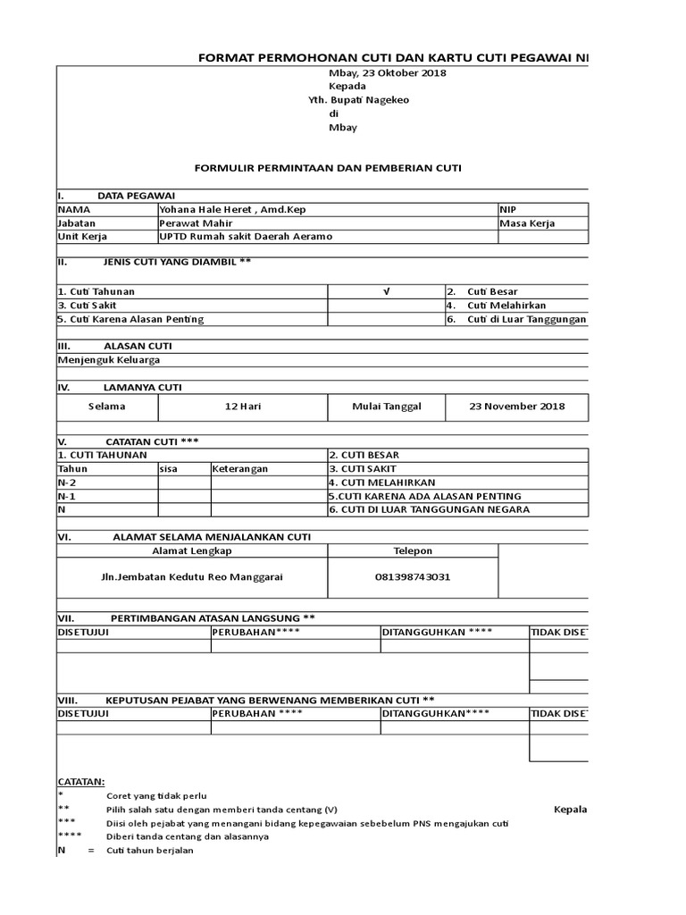Format Cuti Pns Baru | PDF