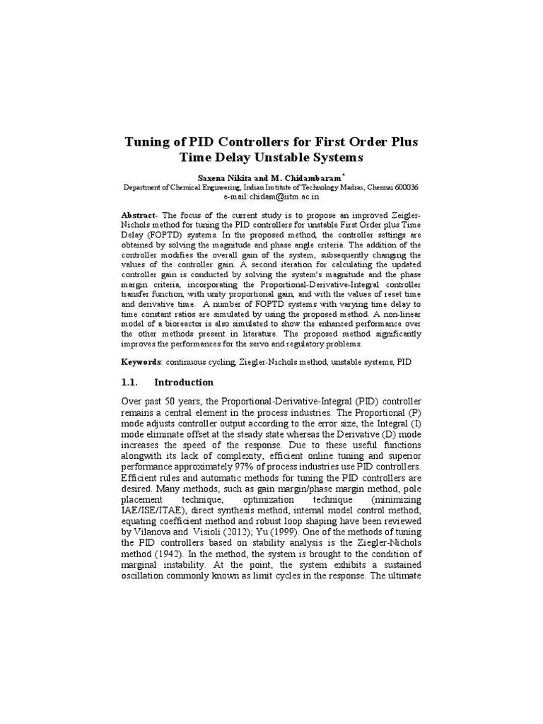 Controller Tuning Pdf Control Theory Systems Science
