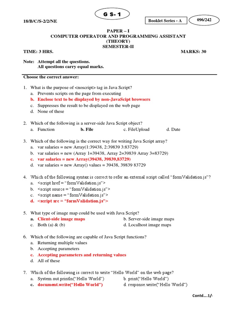 Copa Question Paper Aug-2018 With Answers | PDF | Computer Virus | Malware