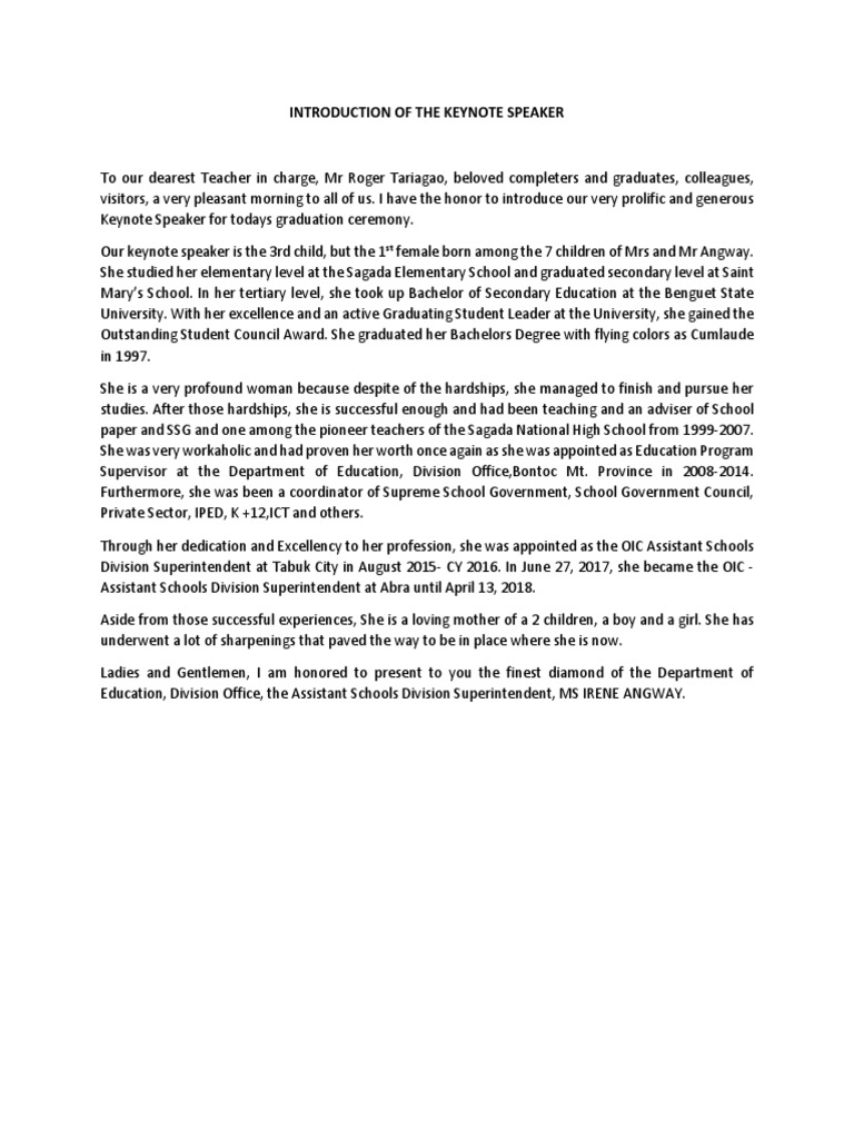 Introduction of The Keynote Speaker | PDF