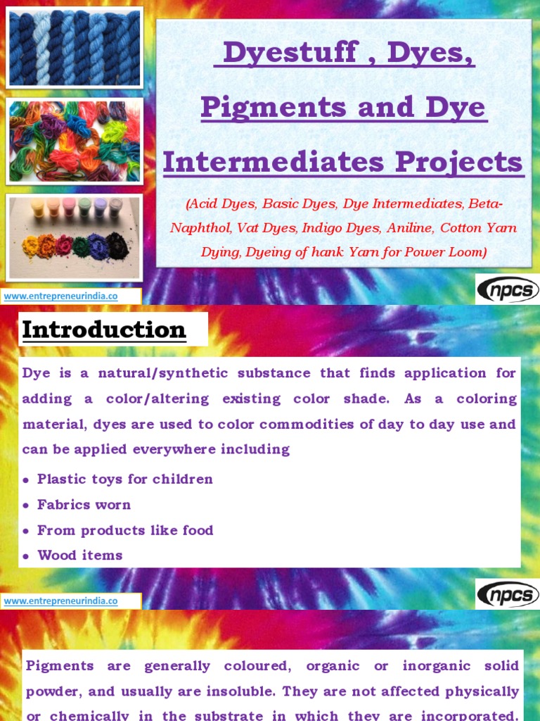 Dyestuff, Dyes, Pigments and Dye Intermediates Projects-110799 PDF ...