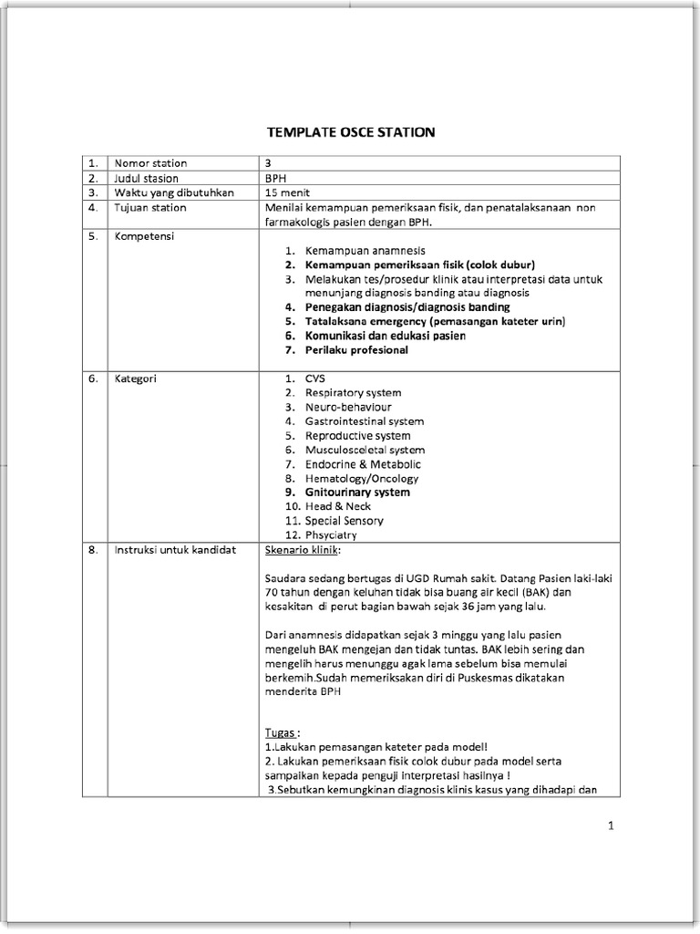 Template Osce Station PDF | PDF