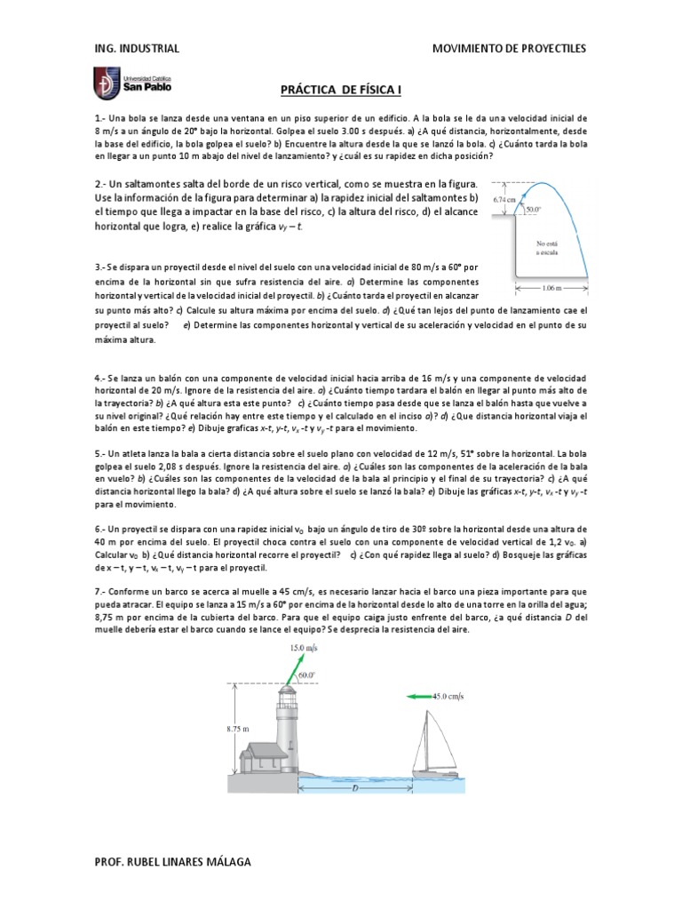 Problemas de Movimiento en Dos Dimensiones (Proyectiles) | PDF ...