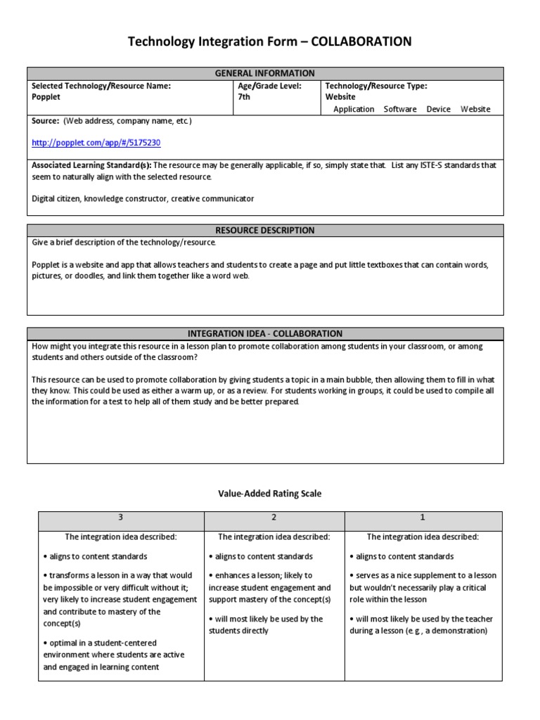 Technology Integration Template-Collaboration Xid-105301505 1 | PDF ...