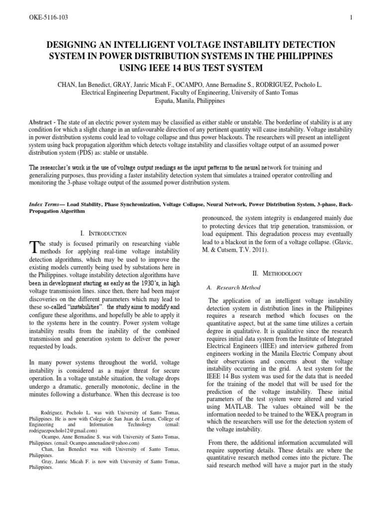 Designing An Intelligent Voltage Instability System in Power Distribution System in The ...