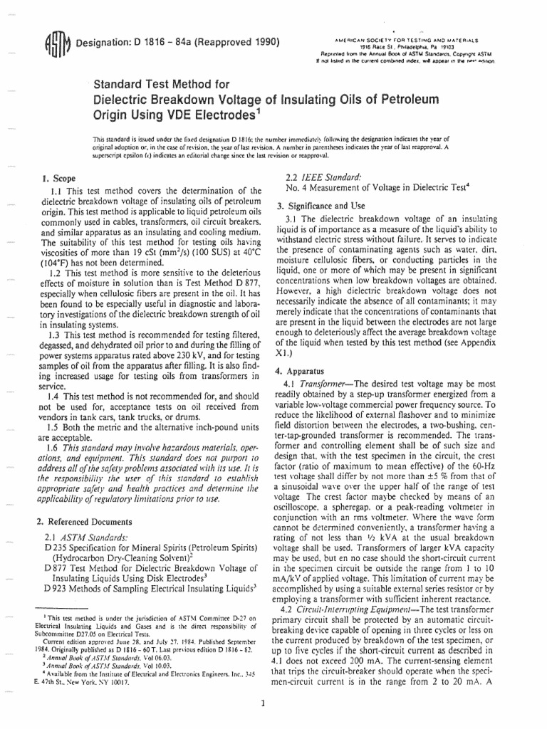 Astm D1816 PDF | PDF