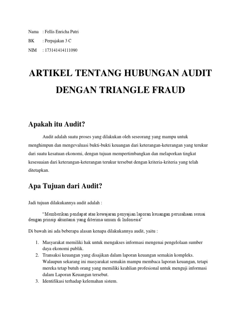Audit dan Triangle Fraud | PDF