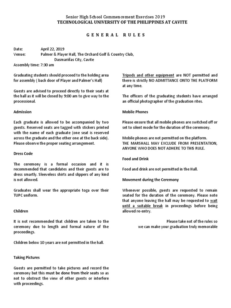 Senior High School Commencement Exercises 2019 | PDF | Graduation ...